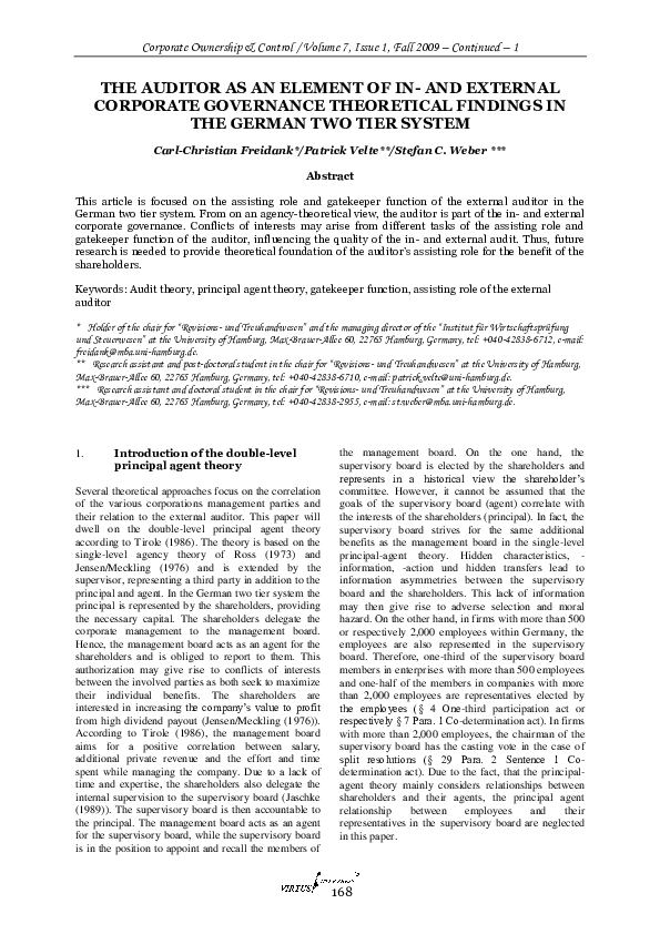 (PDF) The auditor as an element of in- and external corporate ...