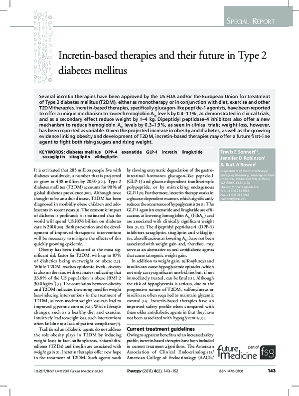 (PDF) Incretin-based therapies and their future in Type 2 diabetes mellitus