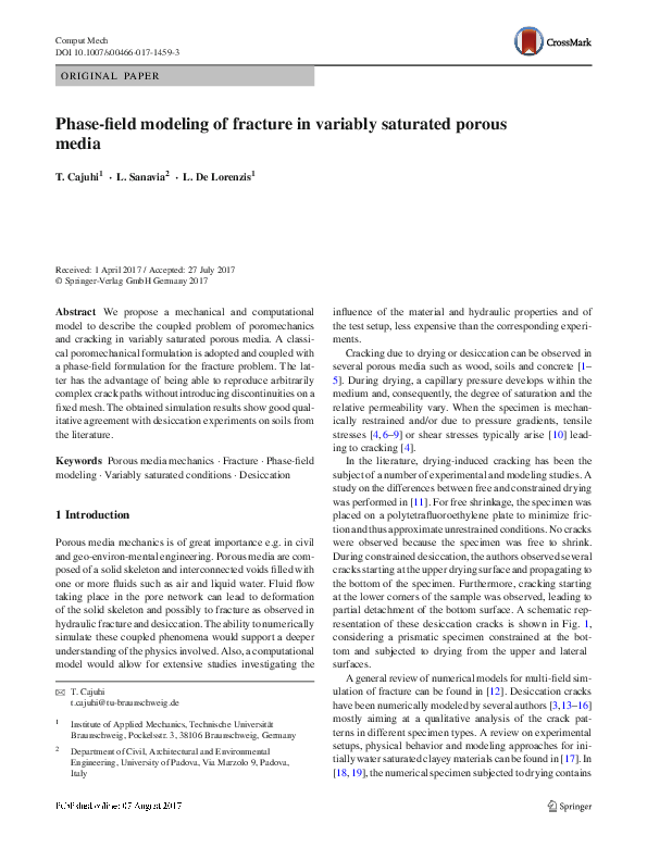 (PDF) Phase-field modeling of fracture in variably saturated porous media | Tuanny Cajuhi ...