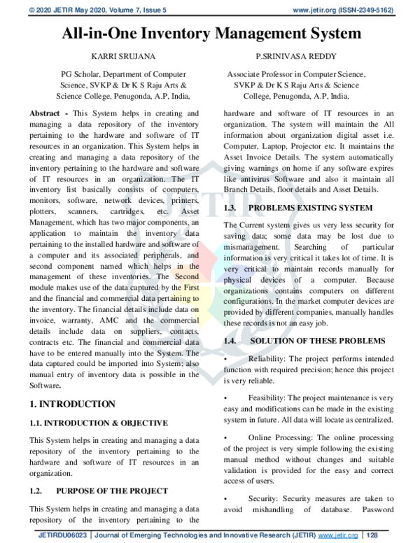 (PDF) All-in-One Inventory Management System