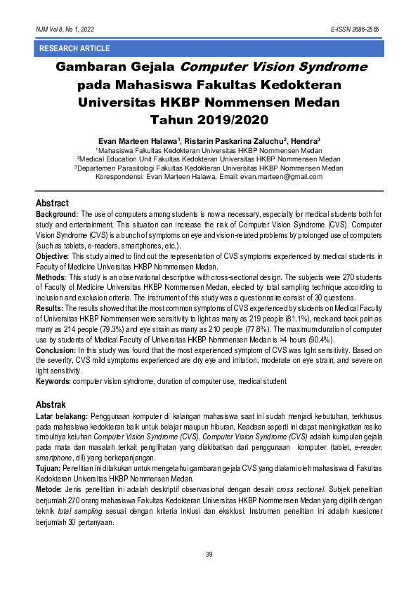 (PDF) Gambaran Gejala Computer Vision Syndrome Pada Mahasiswa Fakultas ...