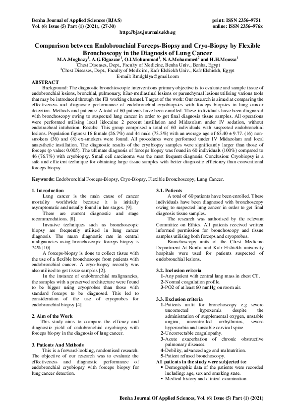 (PDF) Comparison between Endobronchial Forceps-Biopsy and Cryo-Biopsy ...