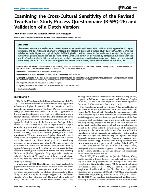 (PDF) Examining the Cross-Cultural Sensitivity of the Revised Two-Factor Study Process ...