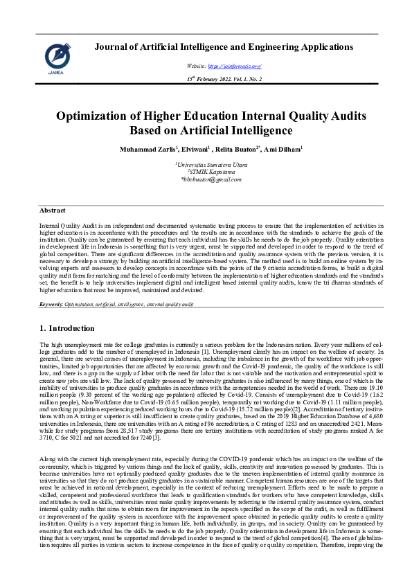 (PDF) Optimization of Higher Education Internal Quality Audits Based on ...