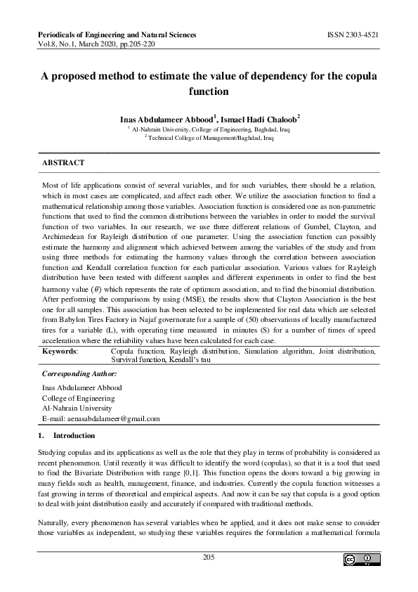 (PDF) A proposed method to estimate the value of dependency for the copula function