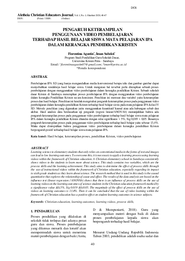 (PDF) Pengaruh Keterampilan Penggunaan Video Pembelajaran Terhadap Hasil Belajar Siswa Mata ...