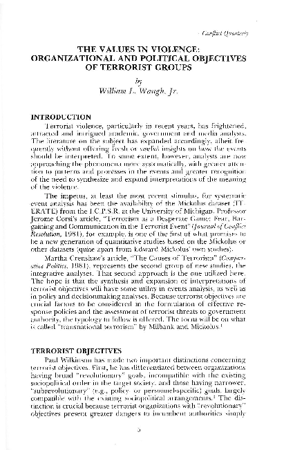 (PDF) The Values in Violence: Organizational and Political Objectives ...