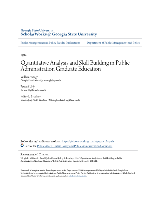 (PDF) Quantitative Analysis and Skill Building in Public Administration ...