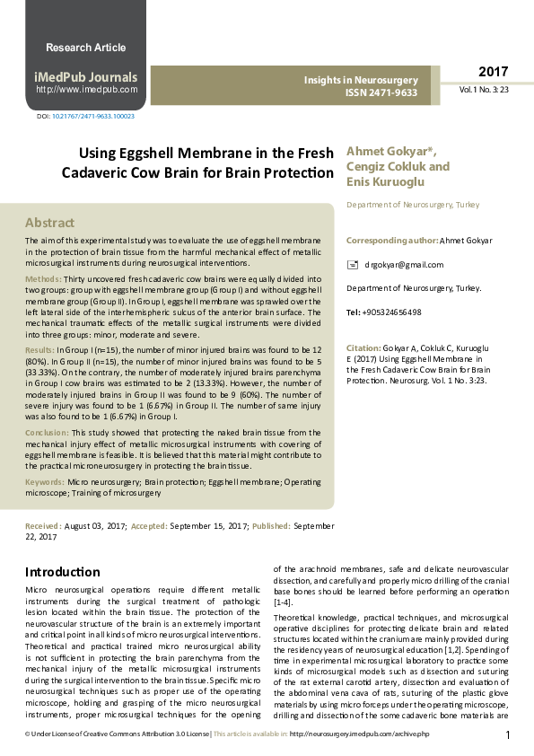 (PDF) Using latex film sheet in the fresh cadaveric cow brain for the ...