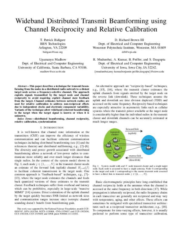 (PDF) Wideband distributed transmit beamforming using channel ...