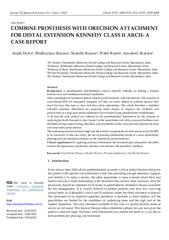 (PDF) Combine Prosthesis with Precision Attachment for Distal Extension ...