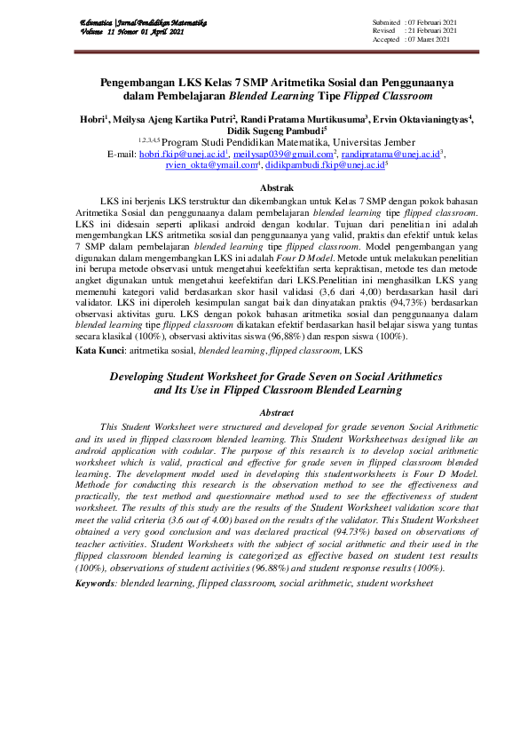(PDF) Developing Student Worksheet for Grade Seven on Social ...