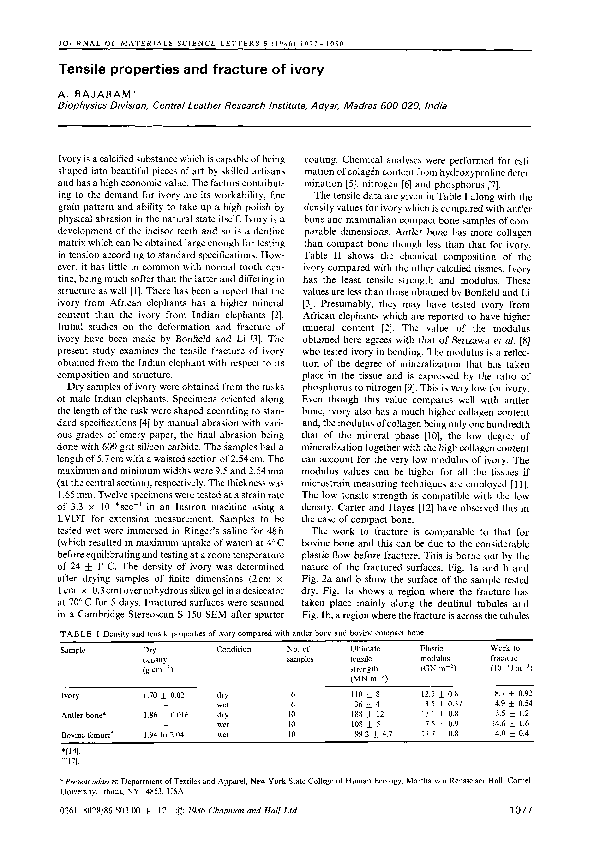(PDF) Tensile properties and fracture of ivory