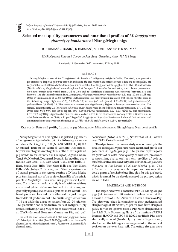 (PDF) Selected meat quality parameters and nutritional profiles of M ...