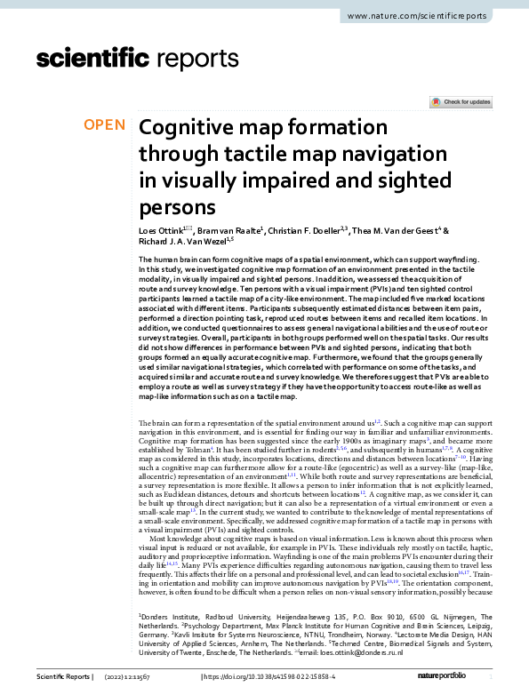 (PDF) Cognitive map formation through tactile map navigation in ...