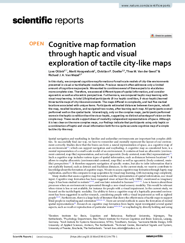 (PDF) Cognitive map formation through haptic and visual exploration of ...