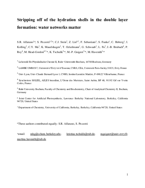 (PDF) Stripping off of the Hydration Shells in the Double Layer ...