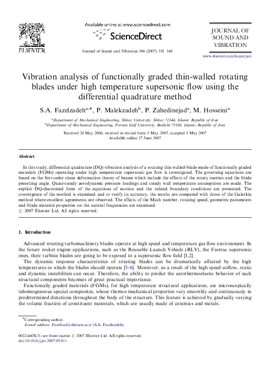 Pdf Vibration Analysis Of Functionally Graded Thin Walled Rotating