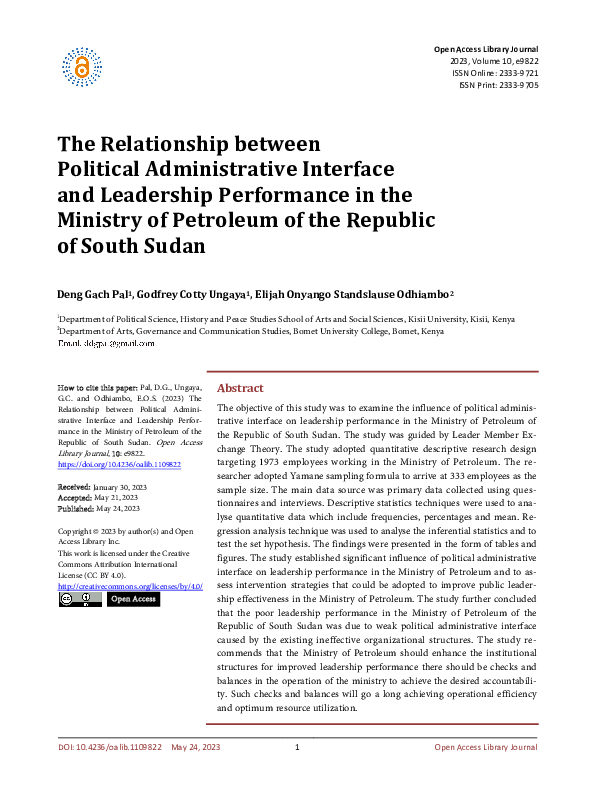 (PDF) The Relationship between Political Administrative Interface and ...