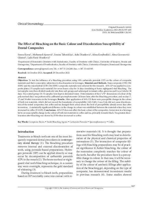 (PDF) The Effect of Bleaching on the Basic Colour and Discoloration ...