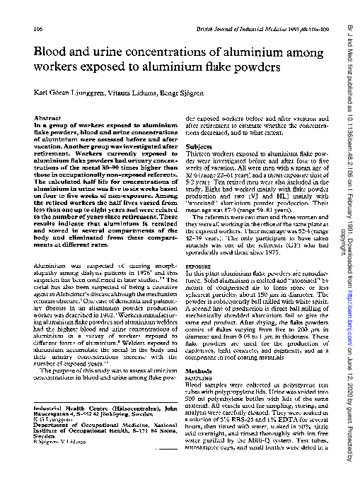 (PDF) Blood and urine concentrations of aluminium among workers exposed ...