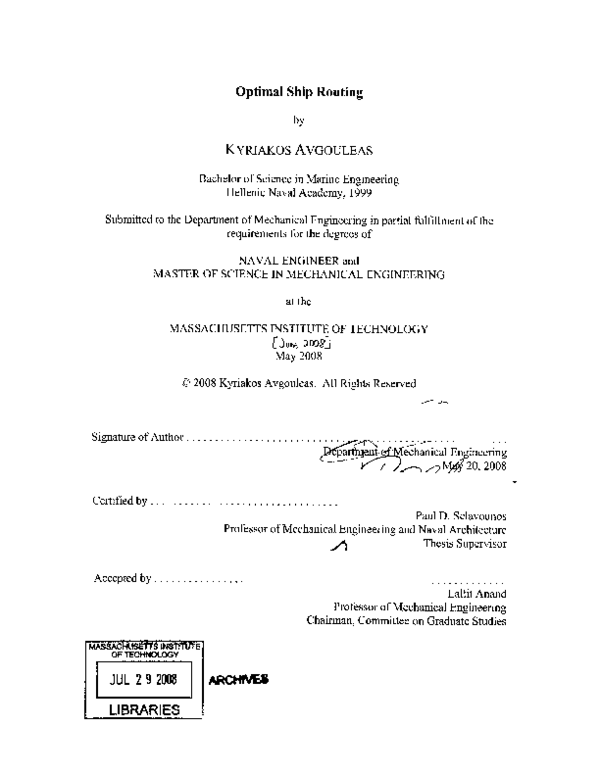 (PDF) Optimal ship routing