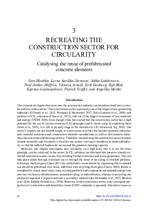 (PDF) ReCreating the Construction Sector for Circularity: Catalysing ...