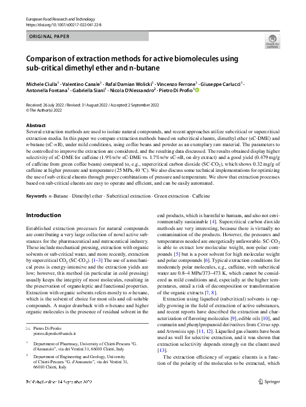 (PDF) Comparison of extraction methods for active biomolecules using sub-critical dimethyl ether ...
