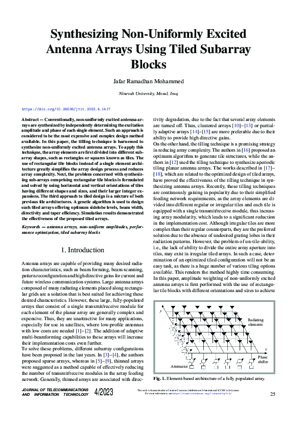 Pdf Synthesizing Non Uniformly Excited Antenna Arrays Using Tiled Subarray Blocks