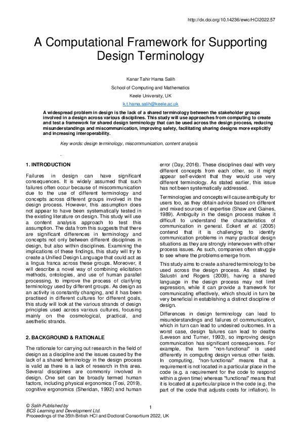 (PDF) A Computational Framework for Supporting Design Terminology