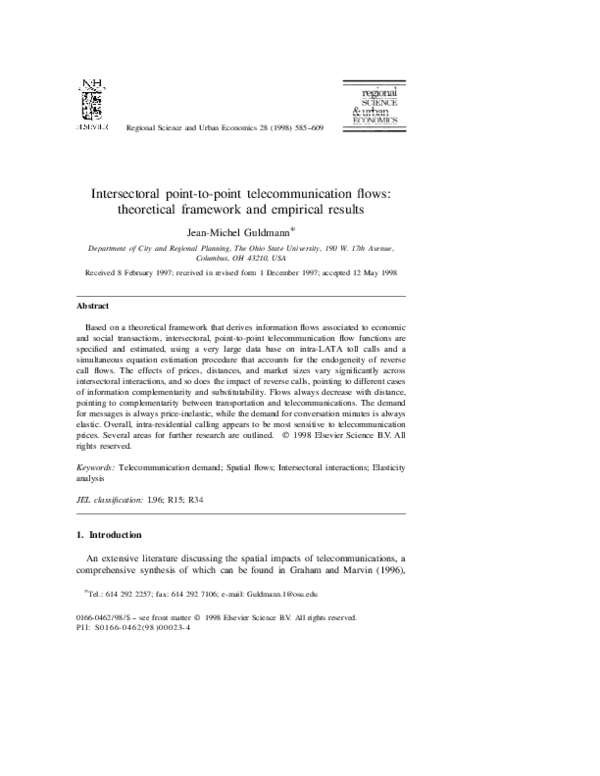 (PDF) Intersectoral point-to-point telecommunication flows: theoretical ...