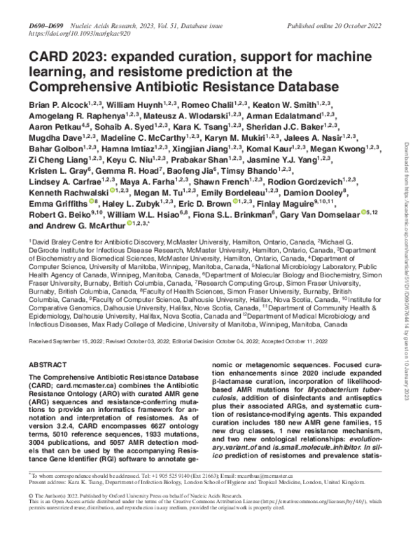 (PDF) CARD 2023: expanded curation, support for machine learning, and ...