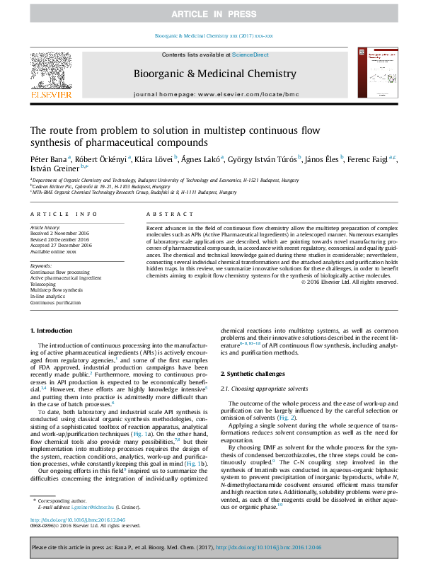 (PDF) The route from problem to solution in multistep continuous flow synthesis of ...