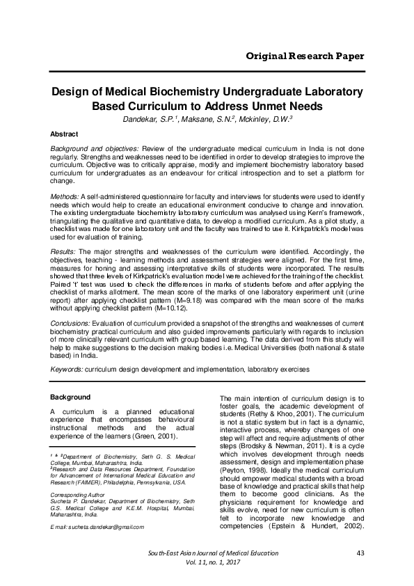 (PDF) Design of Medical Biochemistry Undergraduate Laboratory Based ...