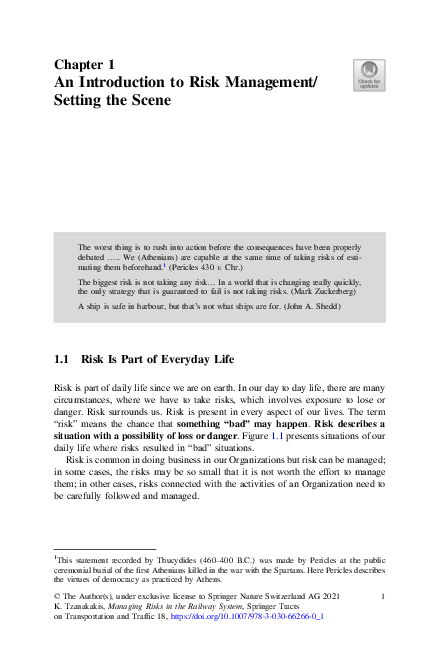 (PDF) An Introduction to Risk Management/Setting the Scene