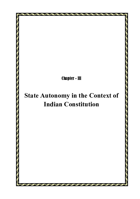 (PDF) State Autonomy in the Context of Indian Constitution