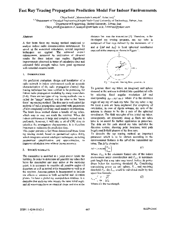Pdf Fast Ray Tracing Propagation Prediction Model For Indoor Environments Azim Fard