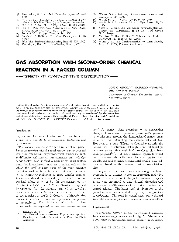 (PDF) Gas Absorption with Second-Order Chemical Reaction in a Packed Column