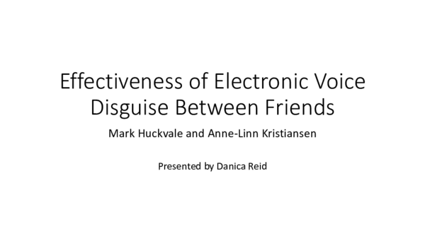 (PDF) Effectiveness of Electronic Voice Disguise Between Friends | Mark Huckvale - Academia.edu