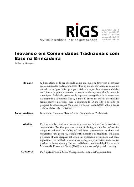 (PDF) Inovando em Comunidades Tradicionais com base na Brincadeira ...