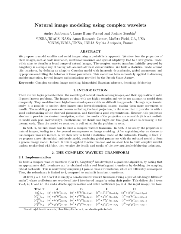 (PDF) Natural image modeling using complex wavelets