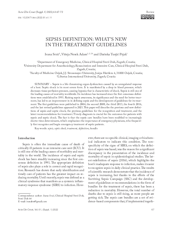 (PDF) Sepsis definition: What’s new in the Treatment Guidelines