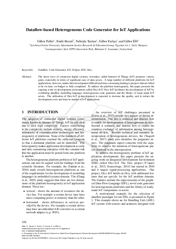 Pdf Dataflow Based Heterogeneous Code Generator For Iot Applications