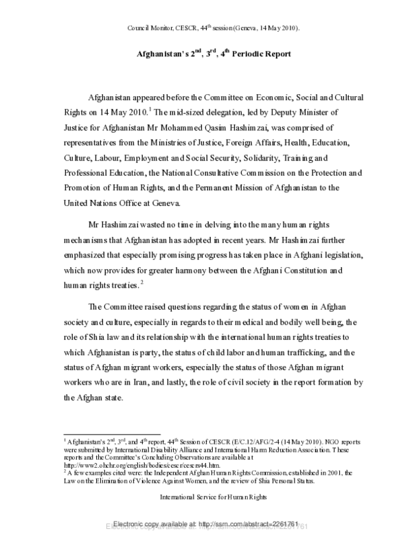 (PDF) Afghanistan's 2nd, 3rd, 4th Periodic Report | Ariel Ricker ...