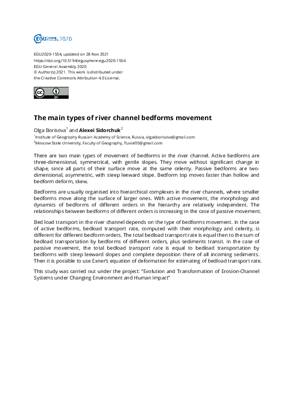 (PDF) The main types of river channel bedforms movement | Aleksey ...
