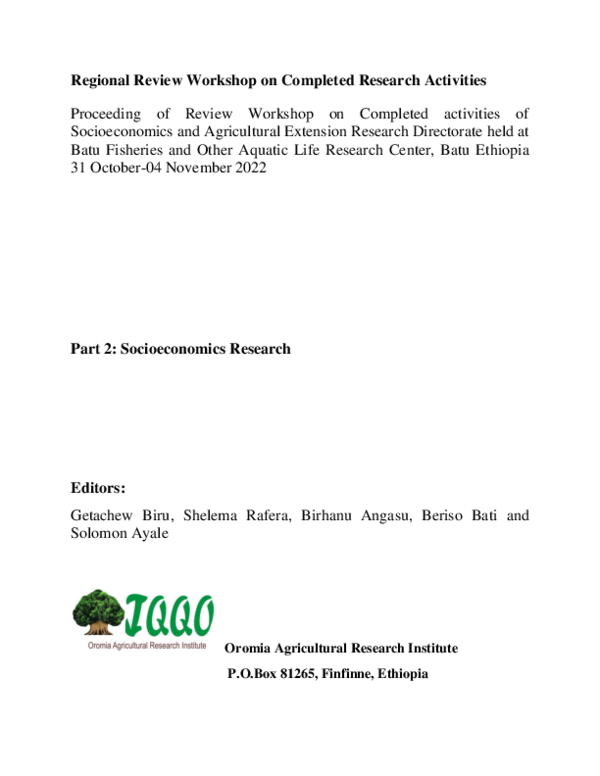 (PDF) Regional Review Workshop on Completed Research Activities
