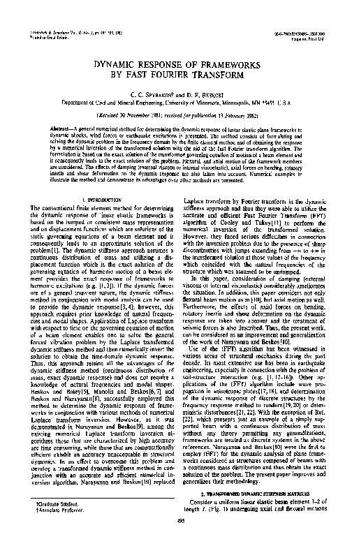(PDF) Dynamic response of frameworks by fast fourier transform