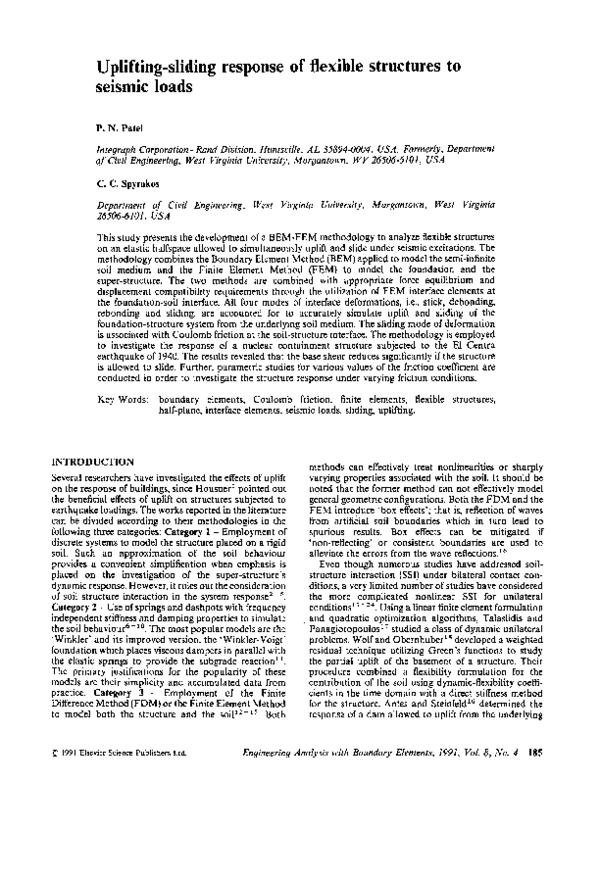 (PDF) Uplifting-sliding response of flexible structures to seismic ...