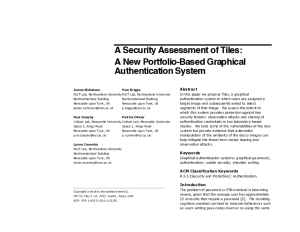 (PDF) A security assessment of tiles