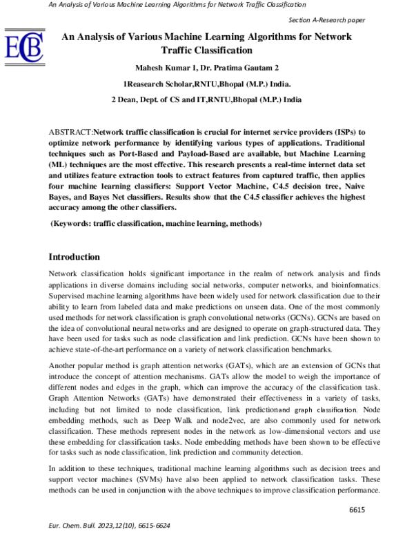 Pdf An Analysis Of Various Machine Learning Algorithms For Network
